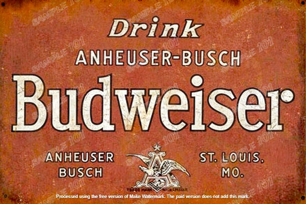 BUDWEISER DRINK Retro Vintage Rustic Look Home Classic Funny Resto Caf