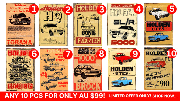 Bulk Buy-Holden Signs 10 Designs Retro/ Vintage Tin Metal Sign Man Cav