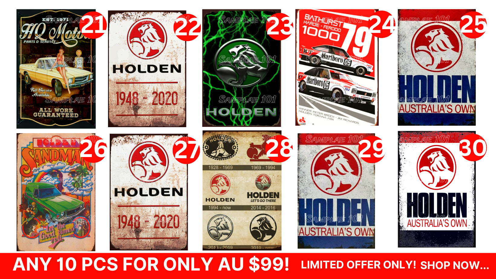 Bulk Buy-Holden Signs 10 Designs Retro/ Vintage Tin Metal Sign Man Cav