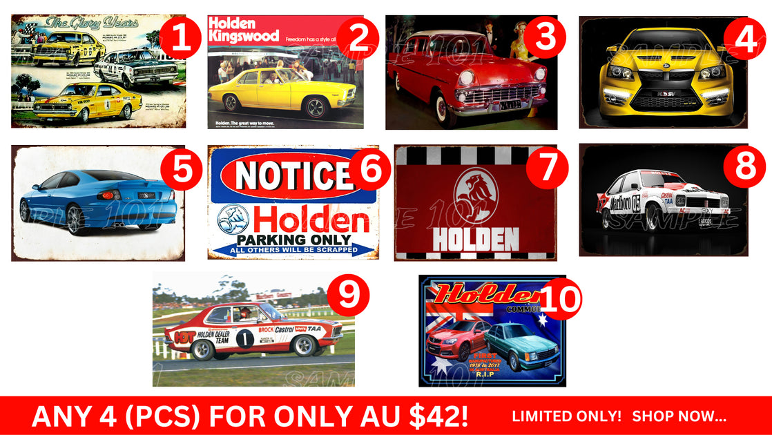 Holden Signs- Any 4 Designs Retro/ Vintage Tin Metal Sign Man Cave, Wa ...