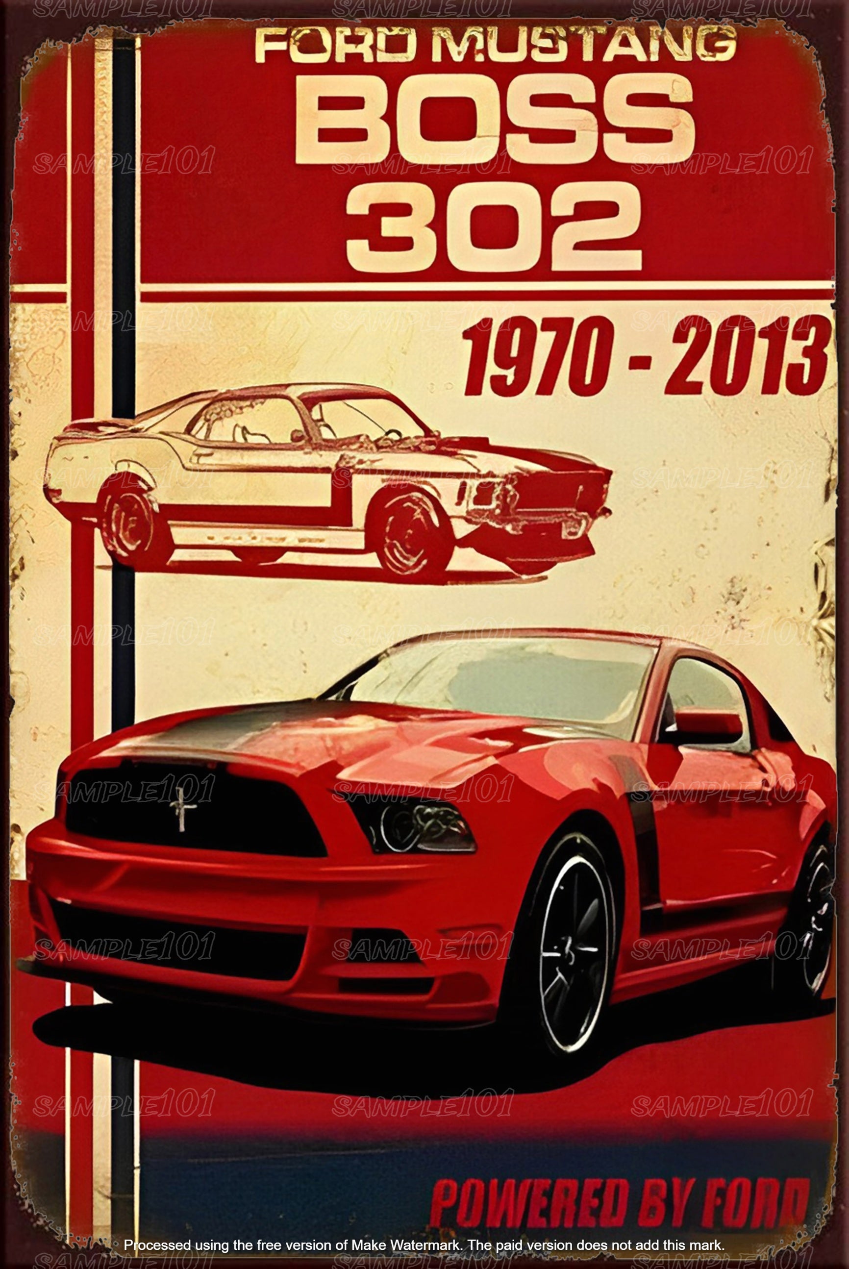 FORD BOSS 302 Rustic Look Home Wall Décor Reproduction Bar Wall Tin Me