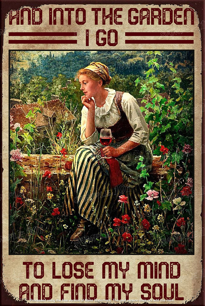 INTO THE GARDEN Vintage Retro Home Wall Poster Décor Bar Wall Tin Meta