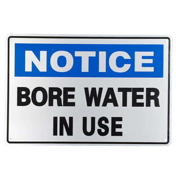 Notice Sign BORE WATER IN USE 20x30cm Metal Safe Garden Home Private R