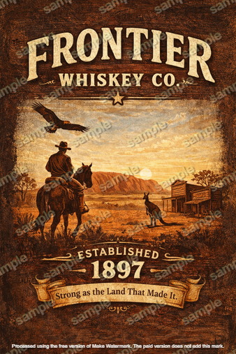 FRONTIER Vintage Retro Look Man Cave Garage Pub Workshop Wall Decor Me