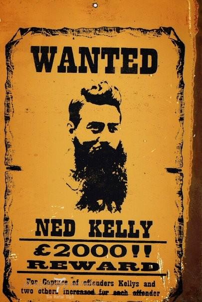 NED KELLY-WANTED Rustic Look Vintage Tin Metal Sign Man Cave, Shed-Gar ...