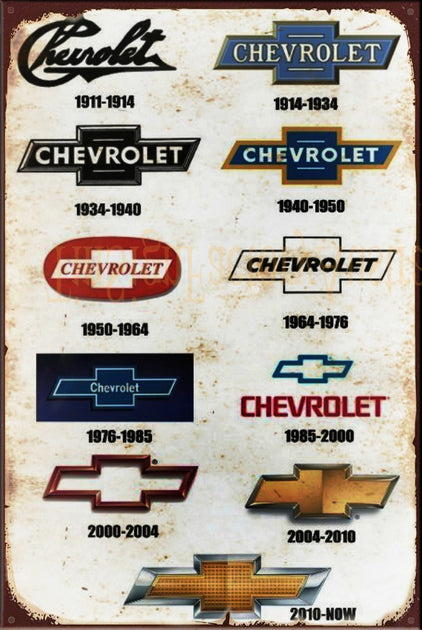 CHEVROLET LOGO EVOLUTION Vintage Retro Rustic Shed Garage Man Cave Met ...