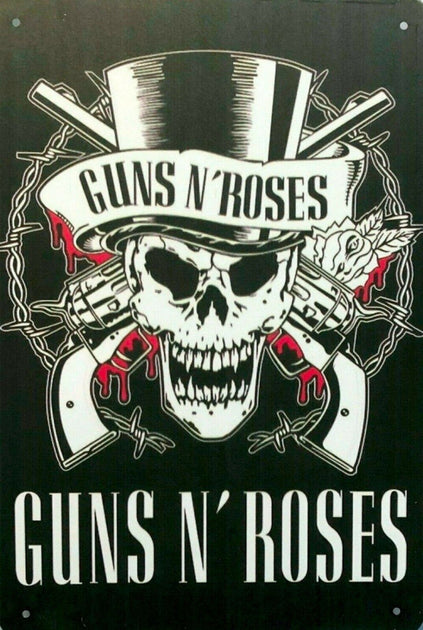 Guns n roses gunners rustic heavy metal rock tin metal sign man cave n ...