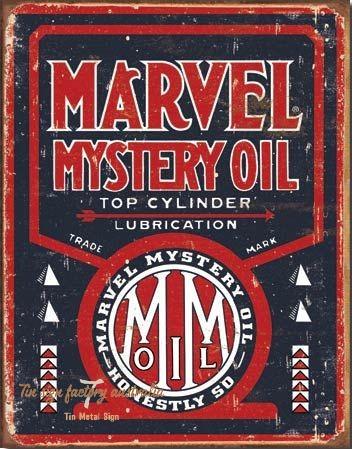 MARVEL MYSTERY OIL Retro Rustic Look Vintage Tin Metal Sign Man Cave ...