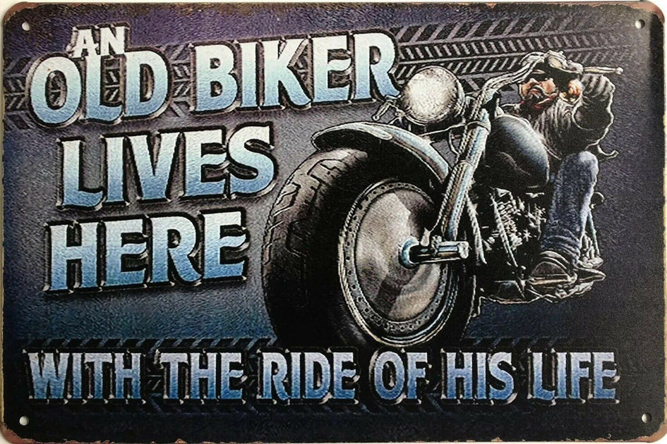 Motorcycle, Biker Garage Rustic Vintage Metal Tin Signs Man Cave, Shed ...