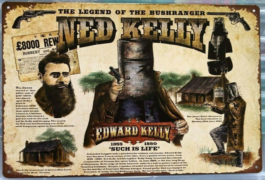 NED KELLY Rustic Look Vintage Tin Metal Sign Man Cave, Shed-Garage and ...