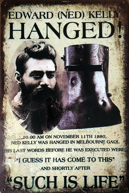 Ned Kelly Memorabilia Rustic Look Vintage Tin Signs Man Cave, Shed and ...