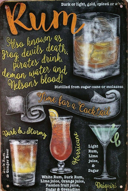 RUM COCKTAILS Garage Rustic Look Vintage Tin Signs Man Cave, Shed and ...