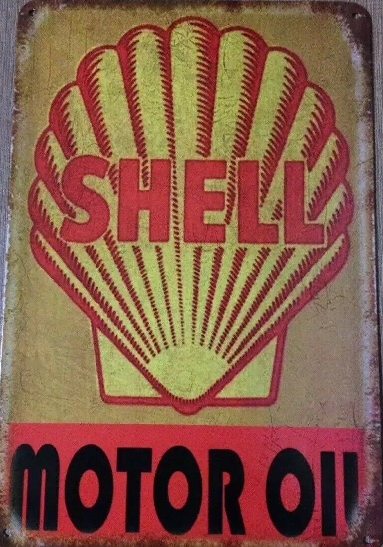 SHELL Garage Rustic Vintage Metal Tin Signs Man Cave, Shed and Bar Sig