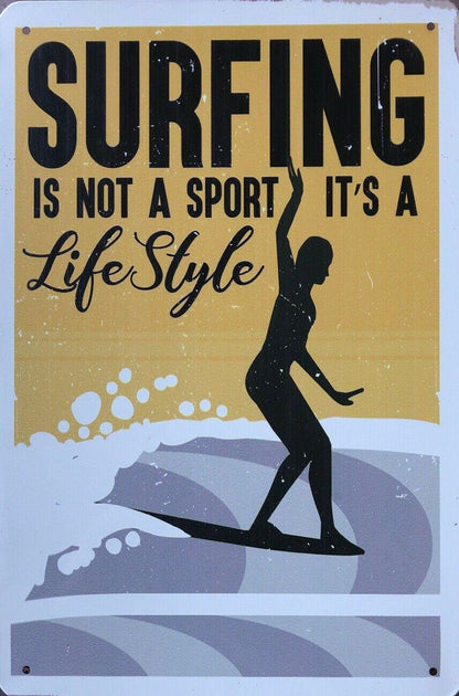 SURFING Rustic Look Vintage Metal Tin Signs Man Cave, Shed and Bar Sig ...