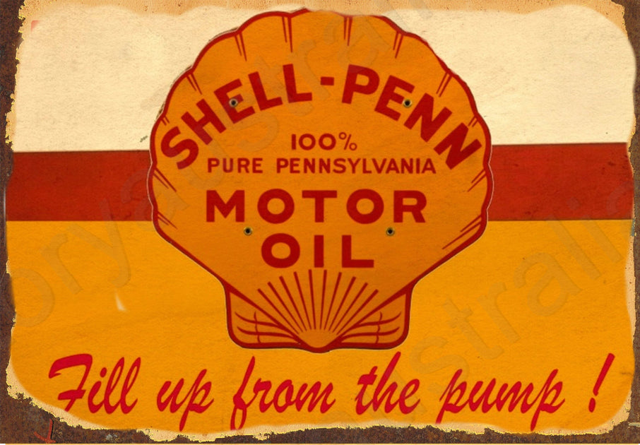 SHELL Rustic Look Vintage Tin Metal Sign Man Cave, Shed-Garage and Bar ...