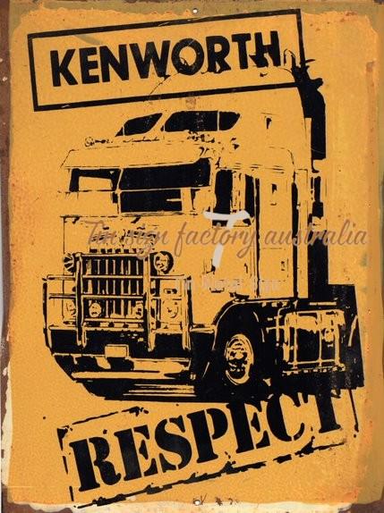 KENWORTH RESPECT Rustic Look Vintage Tin Metal Sign Man Cave, Shed-Gar ...