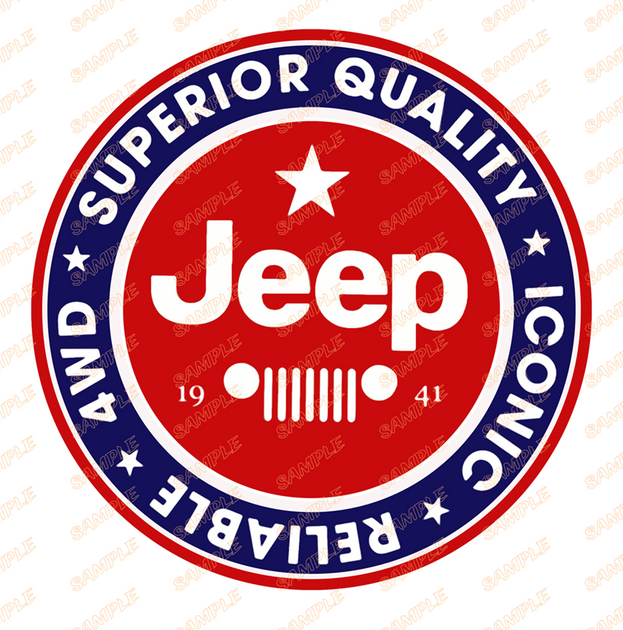 ICONIC JEEP Retro/ Vintage Round Metal Sign Man Cave, Wall Home Décor ...