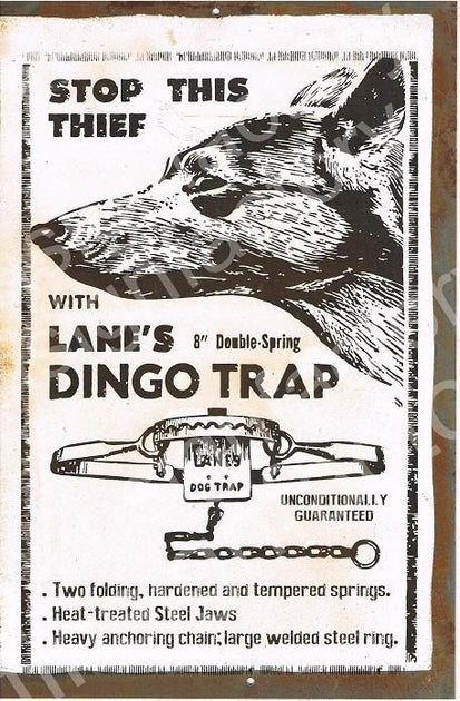 Lanes Dingo Rabbit Trap rustic metal sign – Tin Sign Factory Australia