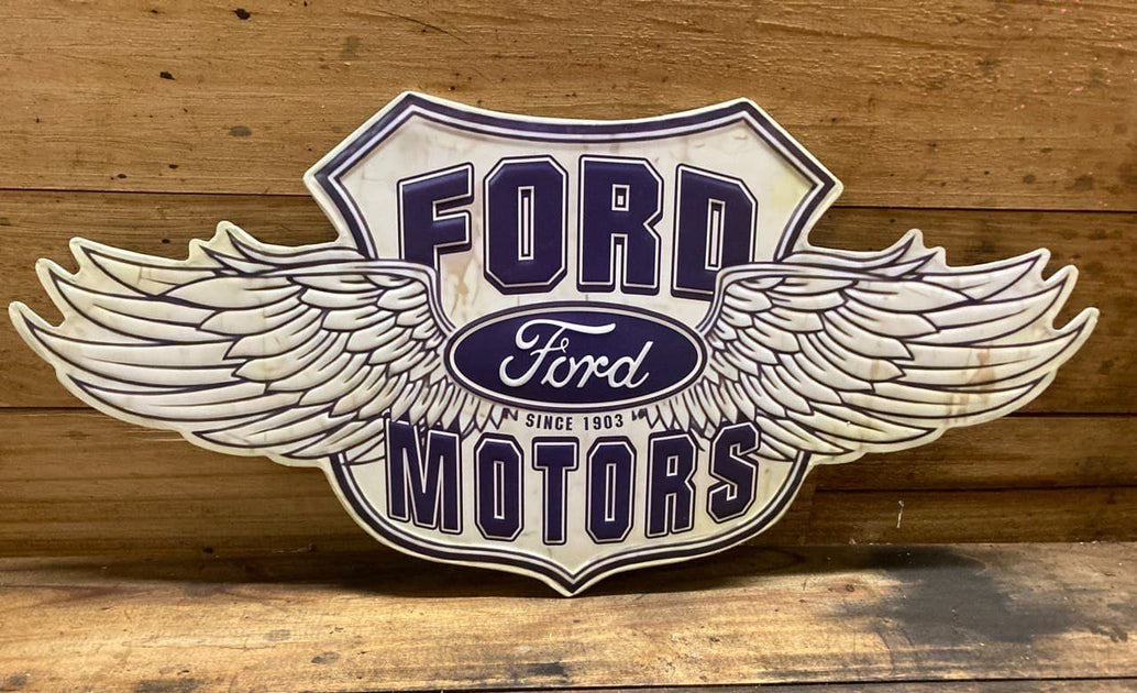 FORD MOTORS SINCE 1903 Winged Logo Embossed Tin Metal Sign – Tin Sign ...