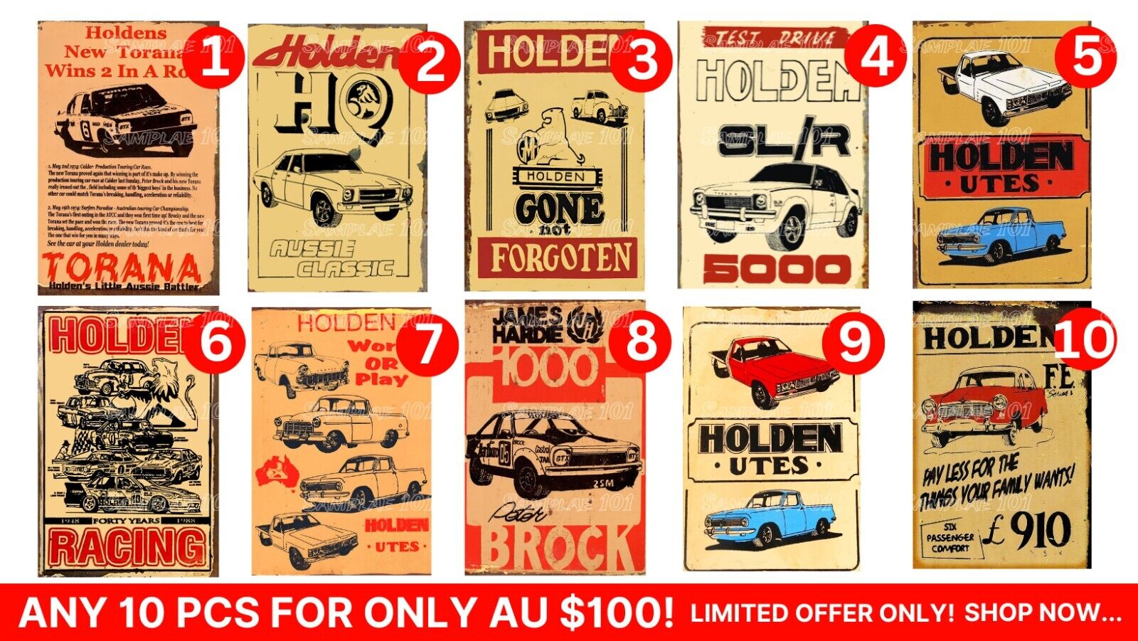 HOLDEN SIGN-BULK BUY Retro/Vintage Look Metal Sign Home Wall Man Cave