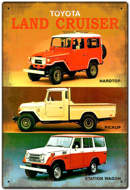 Toyota Land Cruisers a4 size metal sign – Tin Sign Factory Australia