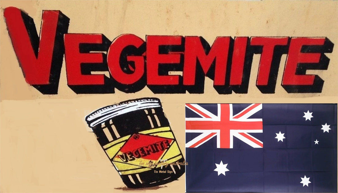 VEGEMITE IN AUSSIE FLAG Rustic Look Vintage Tin Metal Sign Man Cave, S ...